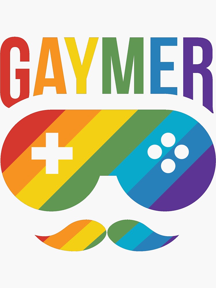 "Gay Moustache Gaymer Logo" Sticker for Sale by Calmurion | Redbubble