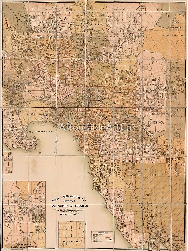 "Vintage Map of Melbourne 1900-1919" Art Print by AffordableArtCo ...