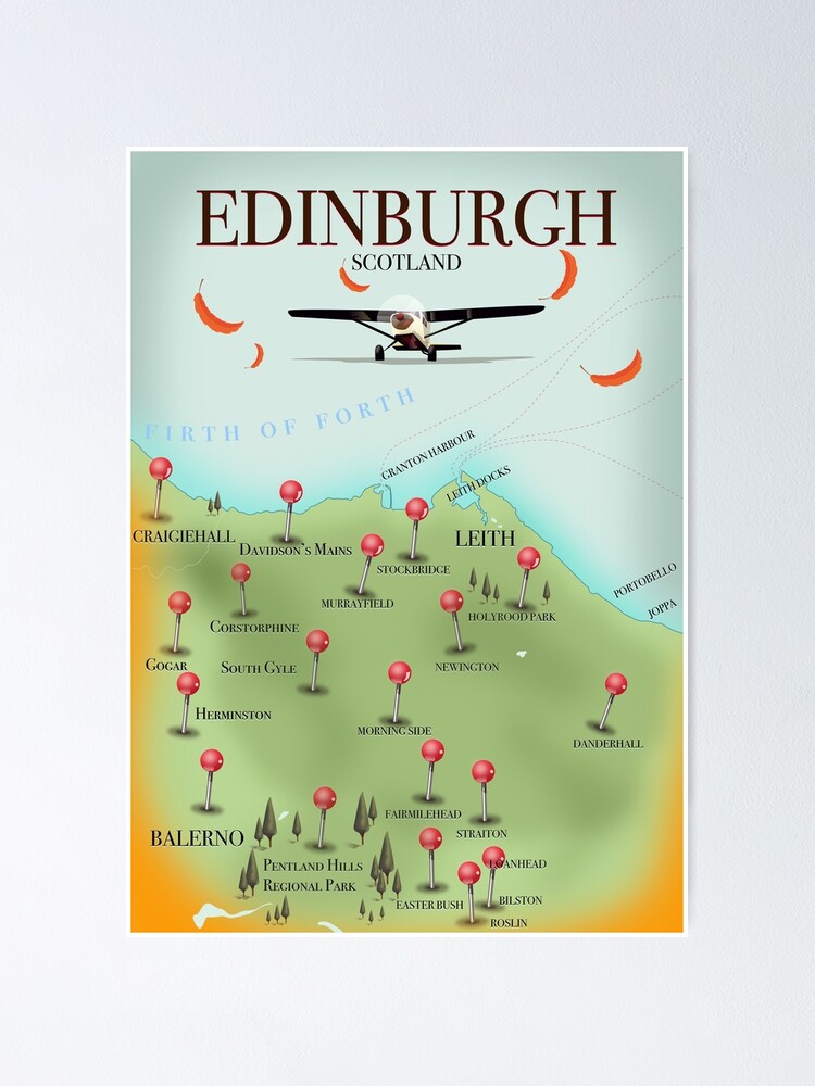 "Edinburgh Scotland vintage style map poster" Poster by vectorwebstore ...
