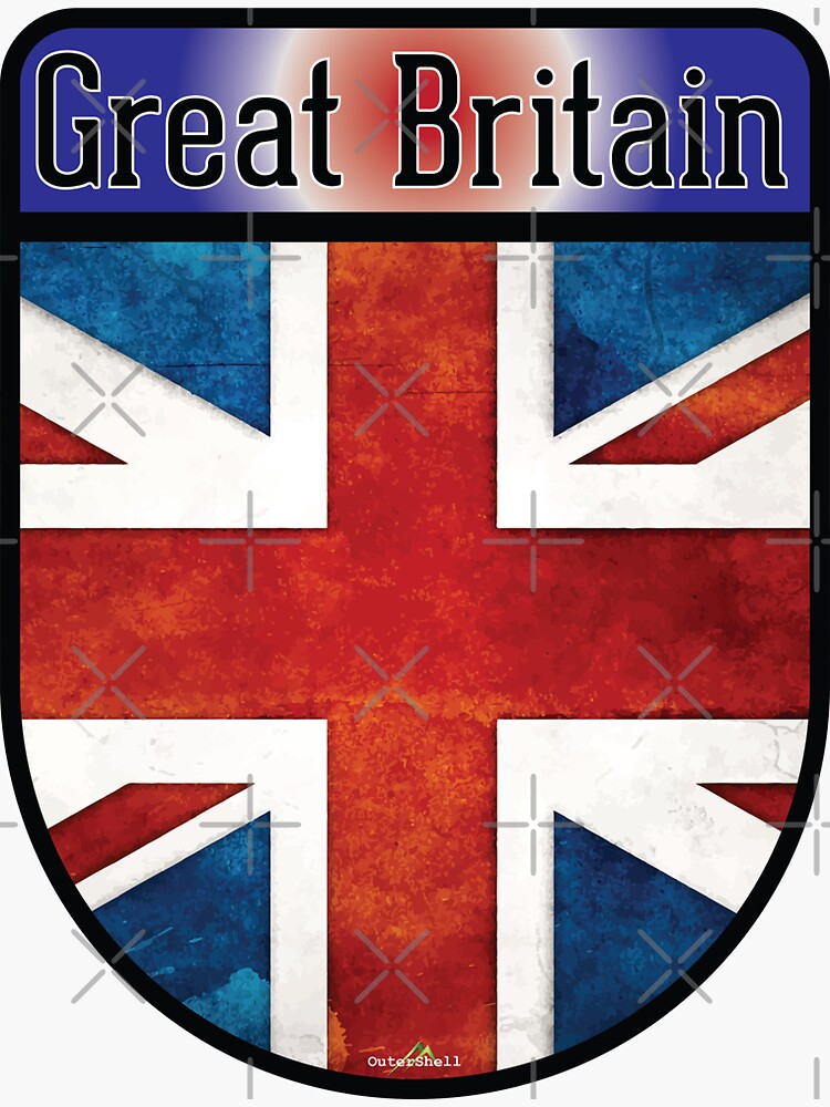 "Great Britain Flag Sticker British UK Shield" Sticker by OuterShellUK ...