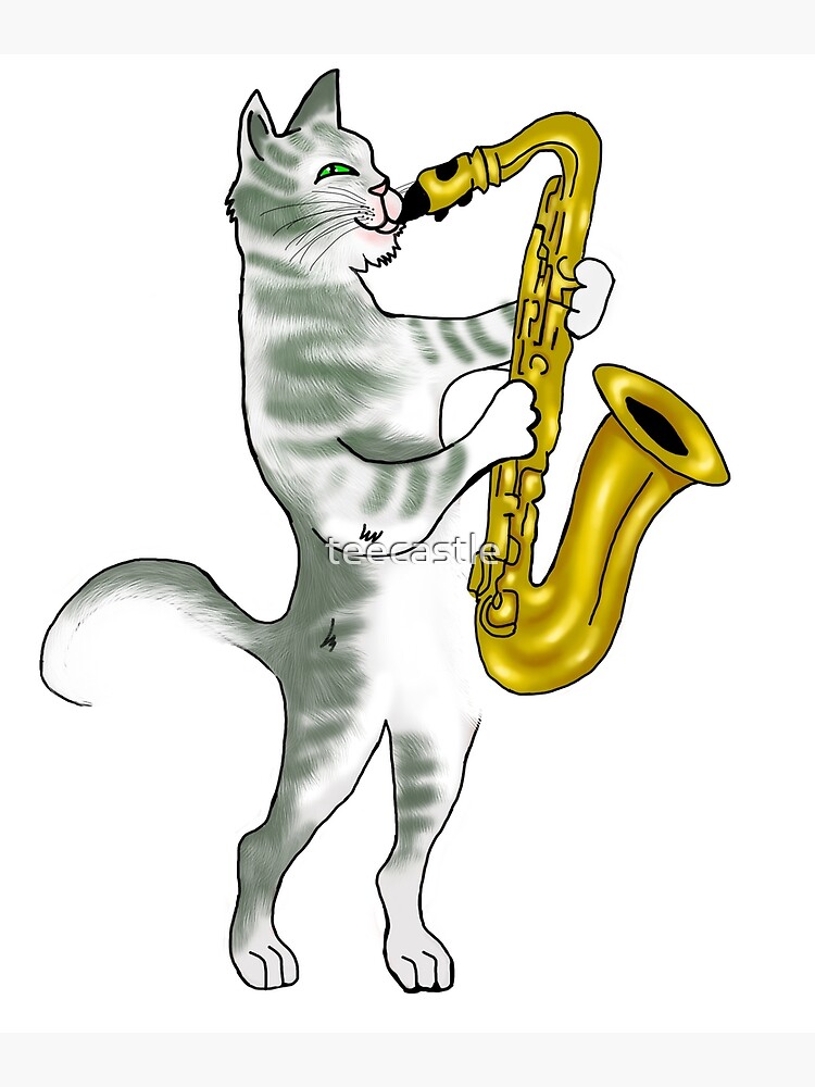 "Funny Cat Saxophone Jazz Lovers Fine Art Gift " Art Print for Sale by ...