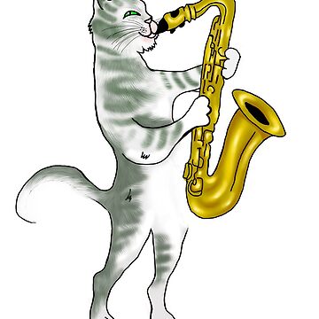 "Funny Cat Saxophone Jazz Lovers Fine Art Gift " Art Print for Sale by ...