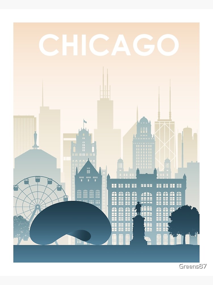 Impression artistique « Art mural imprimable de Chicago Skyline ...
