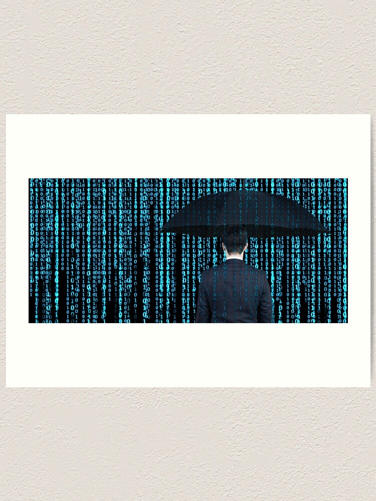 "Cyber Security Binary Code Hacking Matrix Hacker" Art Print by ...