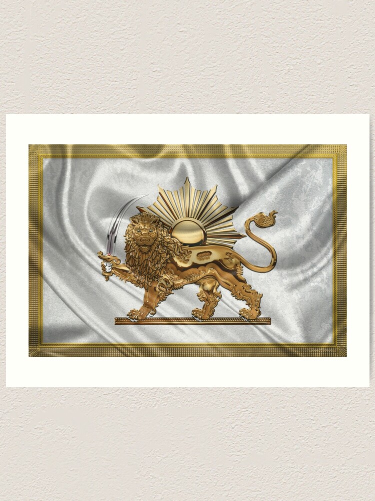 "Gold Persian Lion and Sun over Flag" Art Print by Captain7 | Redbubble