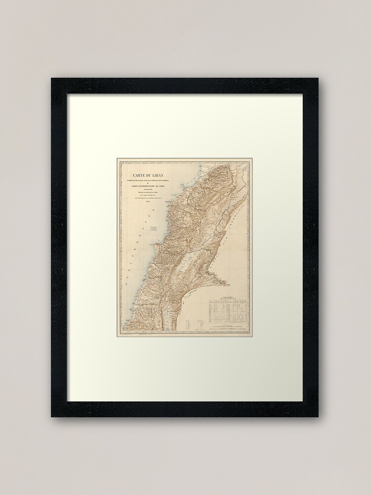 "Vintage Map of Lebanon (1862)" Framed Art Print for Sale by ...