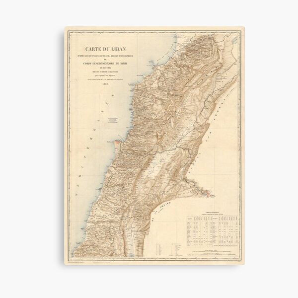 "Vintage Map of Lebanon (1862)" Canvas Print for Sale by BravuraMedia ...
