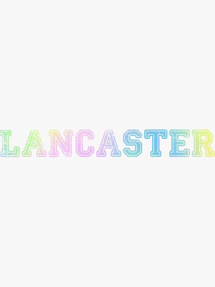"Lancaster - Multicoloured faded letters" Sticker for Sale by qlobba ...