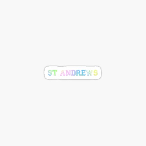 "St Andrews - Multicoloured faded letters" Sticker by qlobba | Redbubble