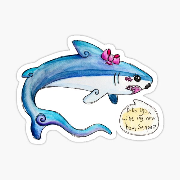 "Anime Thresher Shark Chan Noticed You, Senpai!" Sticker by narwhalwall ...