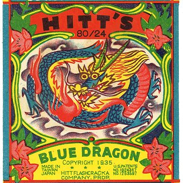 "Blue Dragon: Vintage Fireworks label circa 1935" Poster for Sale by ...