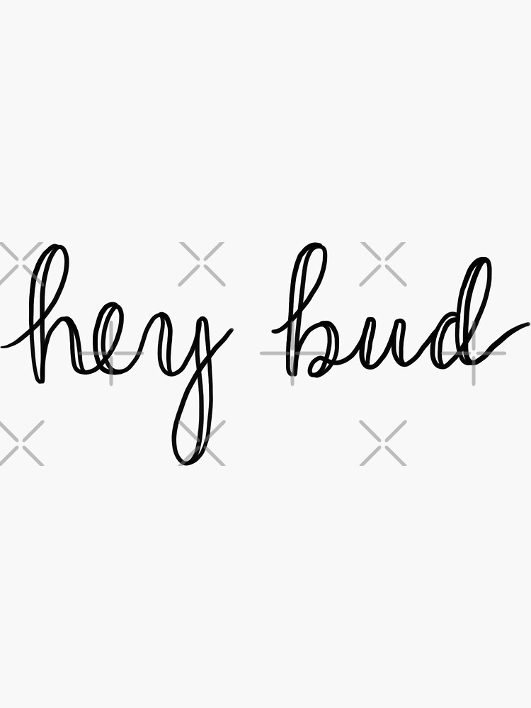 "Minimal Cursive Hey Bud" Sticker for Sale by breannehope | Redbubble