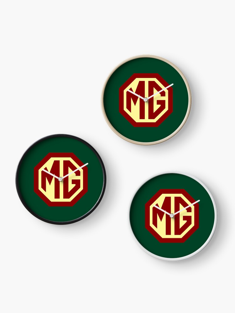 "Classic Cars Logo - MG" Clock for Sale by brookestead | Redbubble