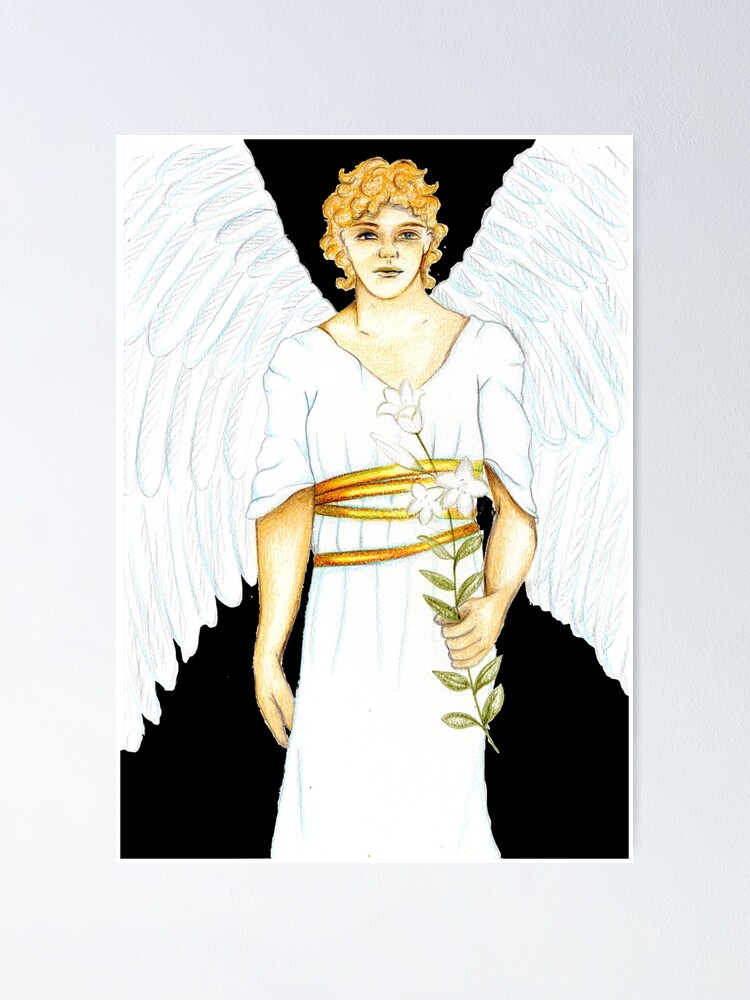 "Archangel Gabriel the Messenger Angel- Black" Poster by EarthSoul ...