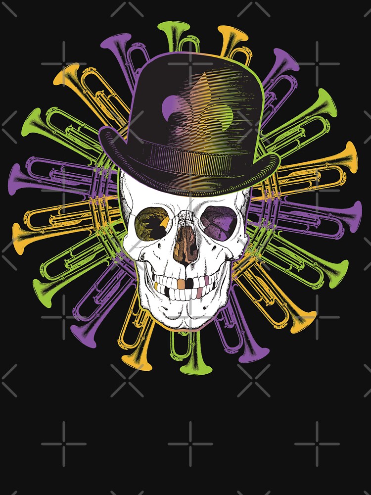 "Jazz Trumpet Player New Orleans Skull Marching Band " T-shirt for Sale ...