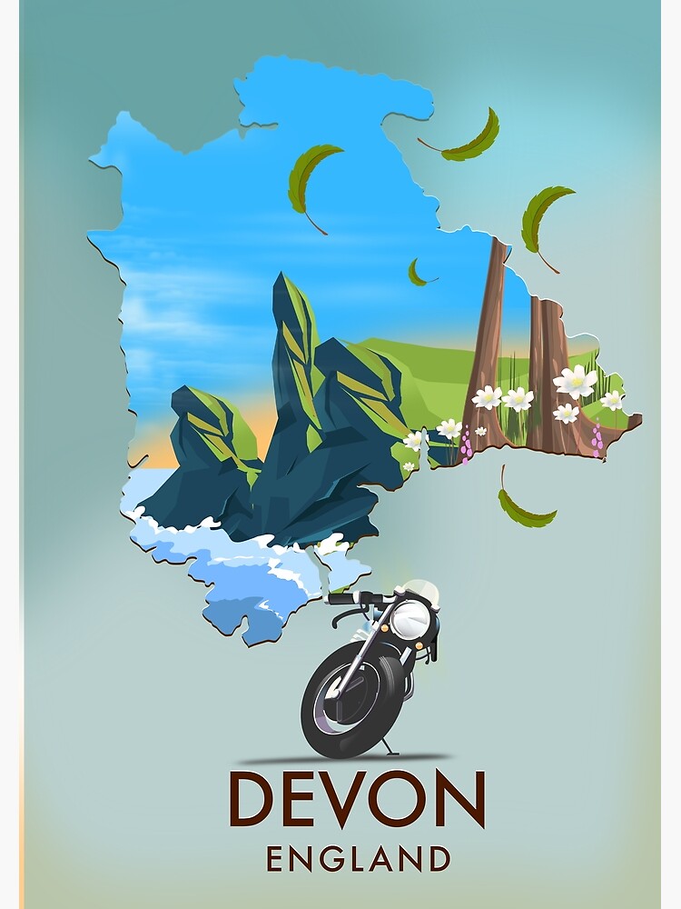 "Devon England Illustrated map travel poster" Poster for Sale by ...