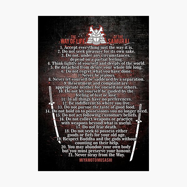 "Way of Life of the Samurai, Samurai Rules, Musashi " Photographic ...