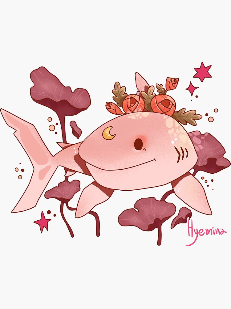 "Pink Shark" Sticker for Sale by HYEMINA | Redbubble