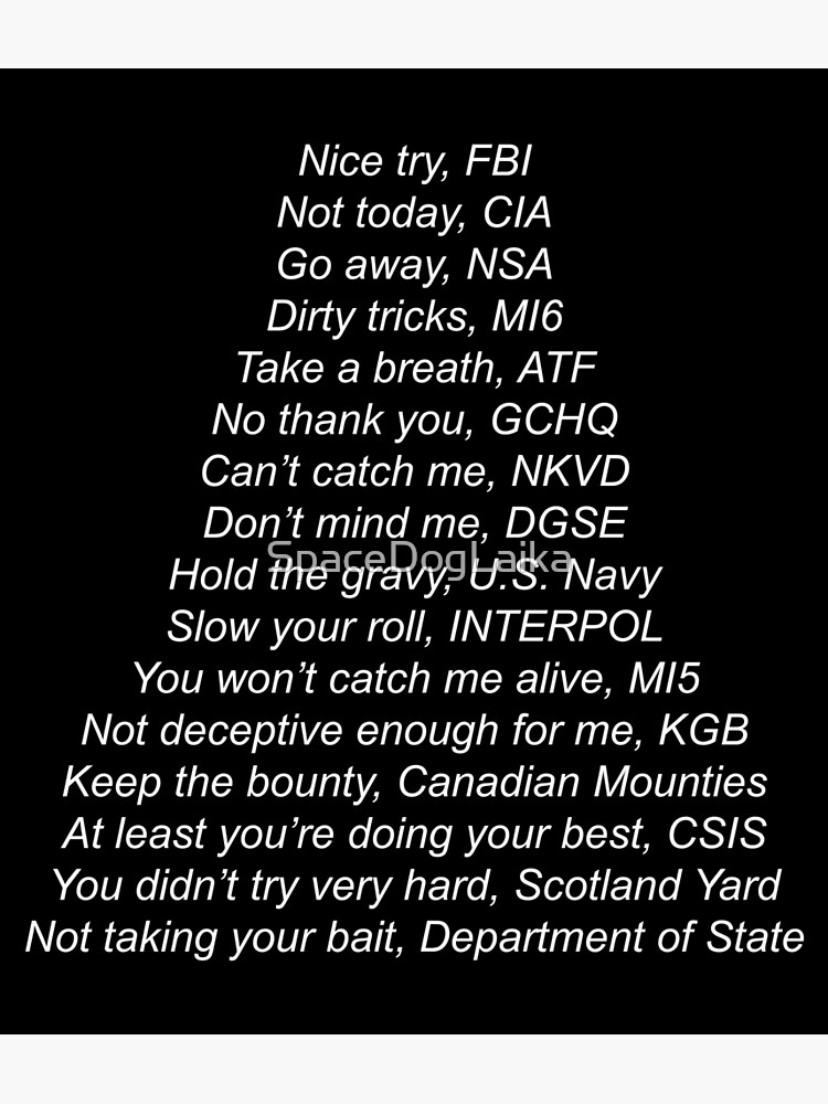 "Nice try, FBI" Poster for Sale by SpaceDogLaika | Redbubble