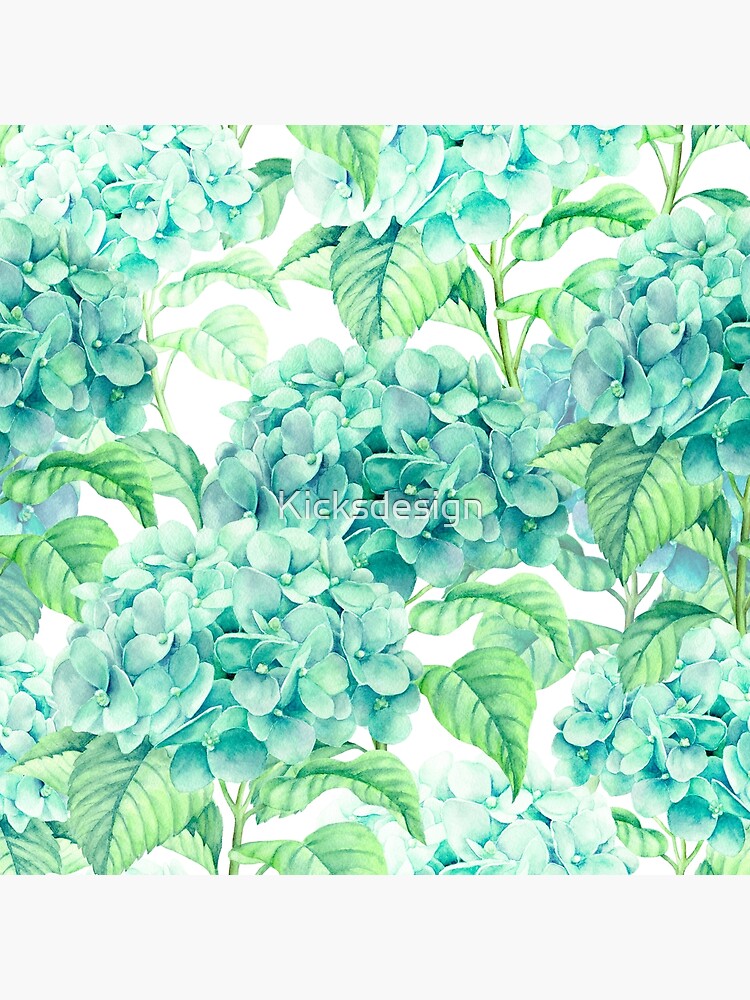 Hand painted green watercolor hydrangea floral pattern Premium Matte ...