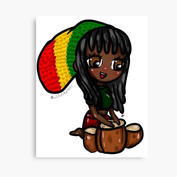 "Jamaican, girl, chibi, chibi girl, drums, Rasta, green, red, yellow ...