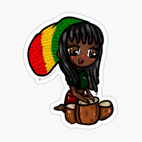 "Jamaican, girl, chibi, chibi girl, drums, Rasta, green, red, yellow ...
