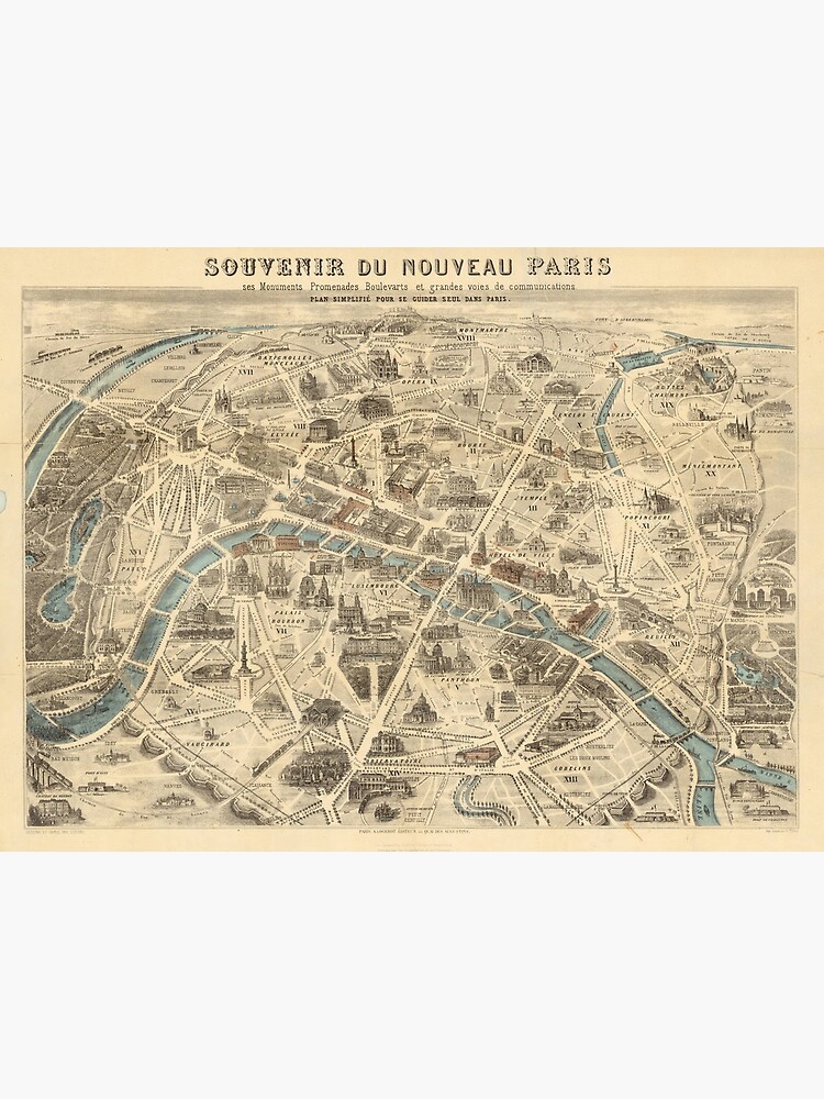 "Vintage Pictorial Map of Paris France (1871)" Poster for Sale by ...