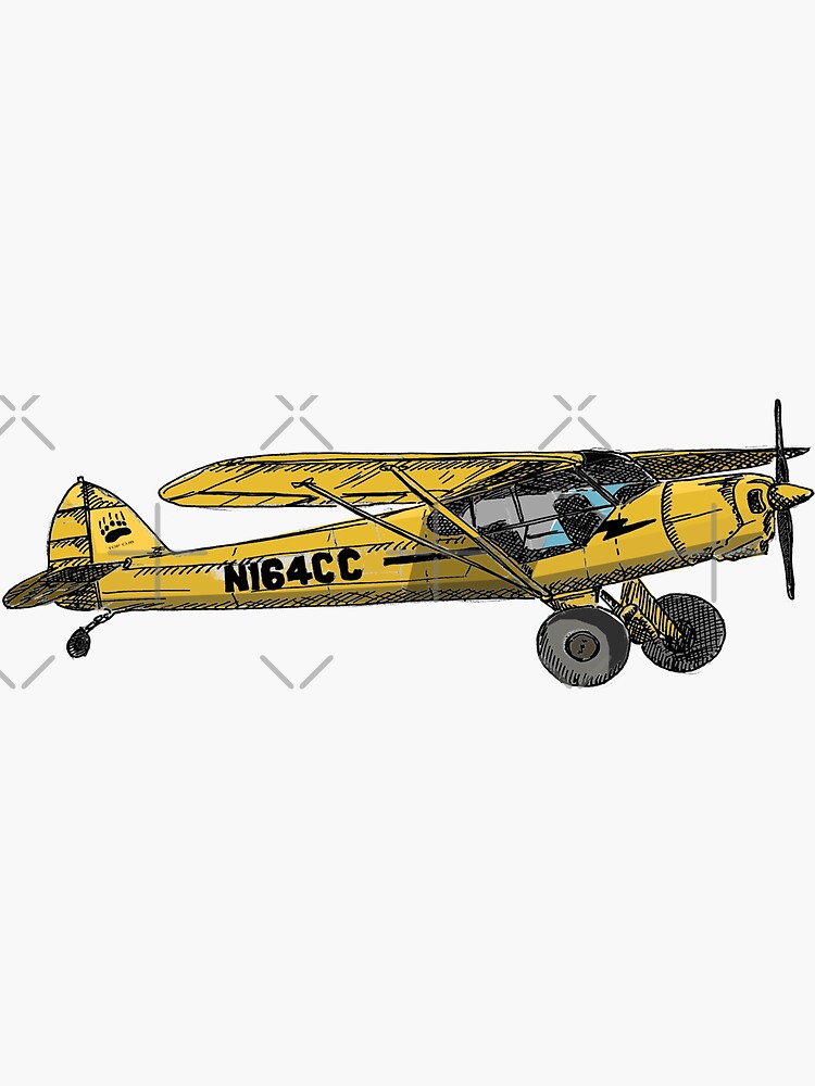 "yellow super piper cub" Sticker for Sale by Statepallets | Redbubble
