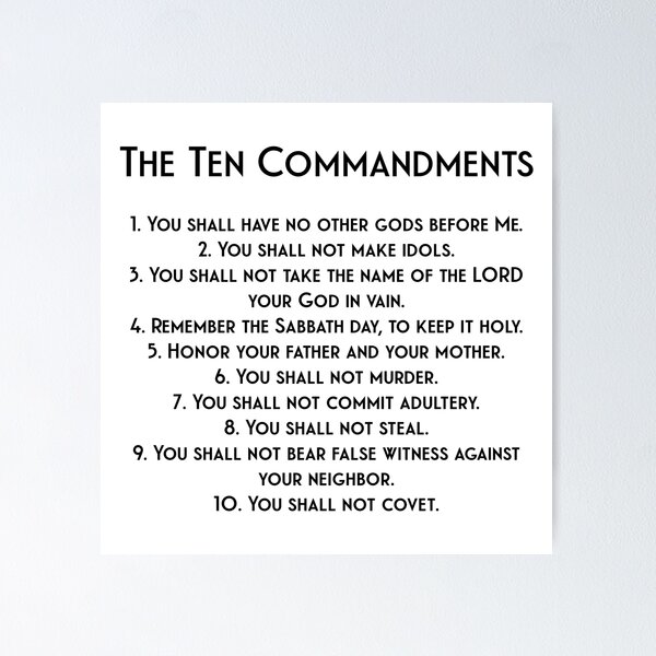 "God’s Ten Commandments in Black" Poster for Sale by Minnie777 | Redbubble