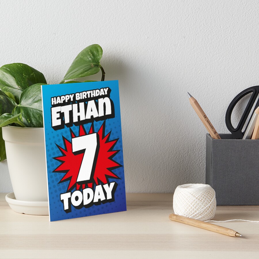 "'Happy Birthday Ethan - 7 Today' Kapow Wow Wham Bam Blast Greeting ...