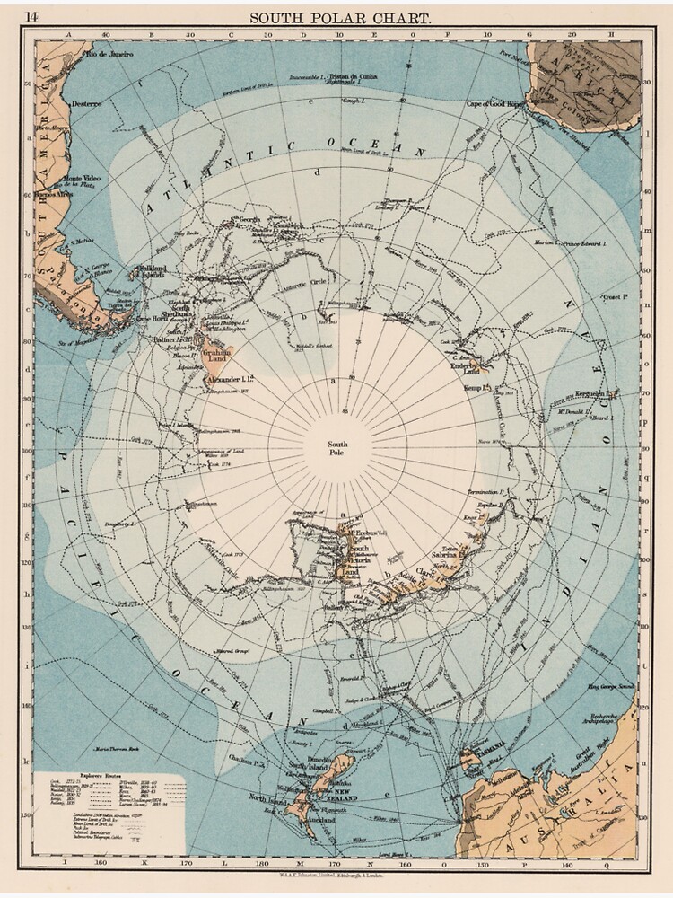 "Vintage Antarctica Exploration Routes Map (1906)" Sticker for Sale by ...