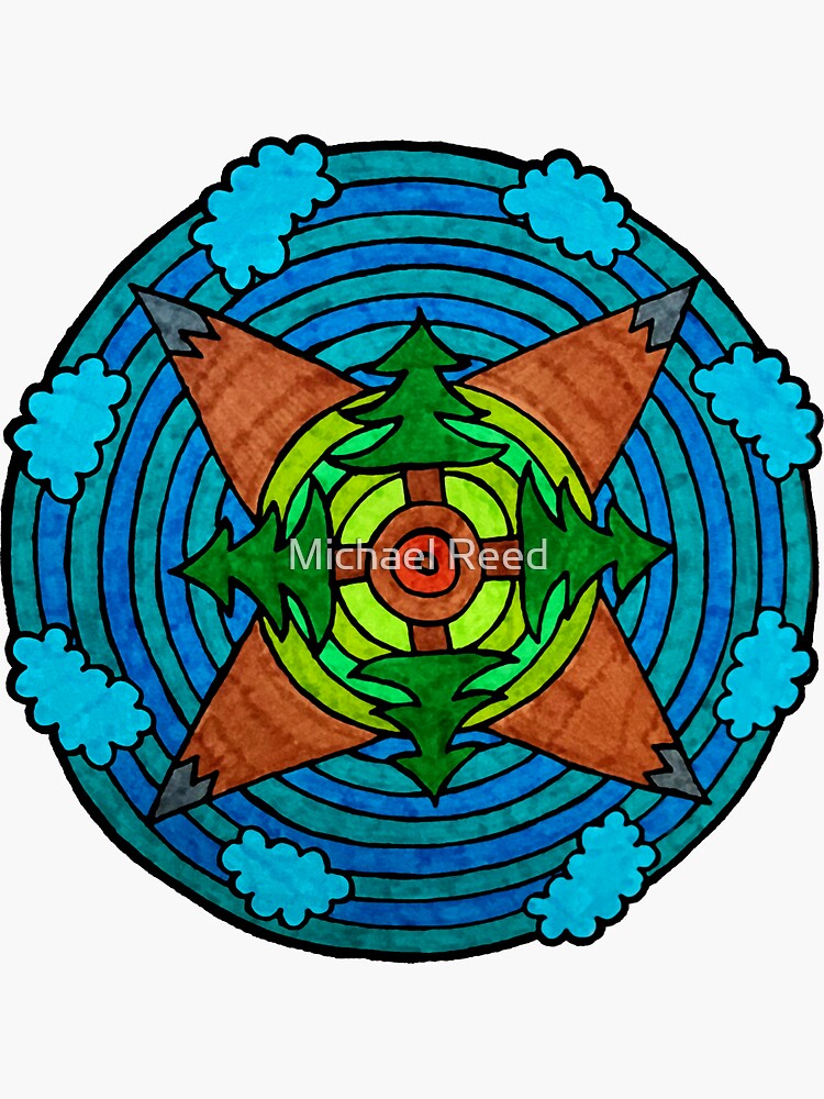 "Forest & Mountain Themed Mandala Style Drawing" Sticker for Sale by ...