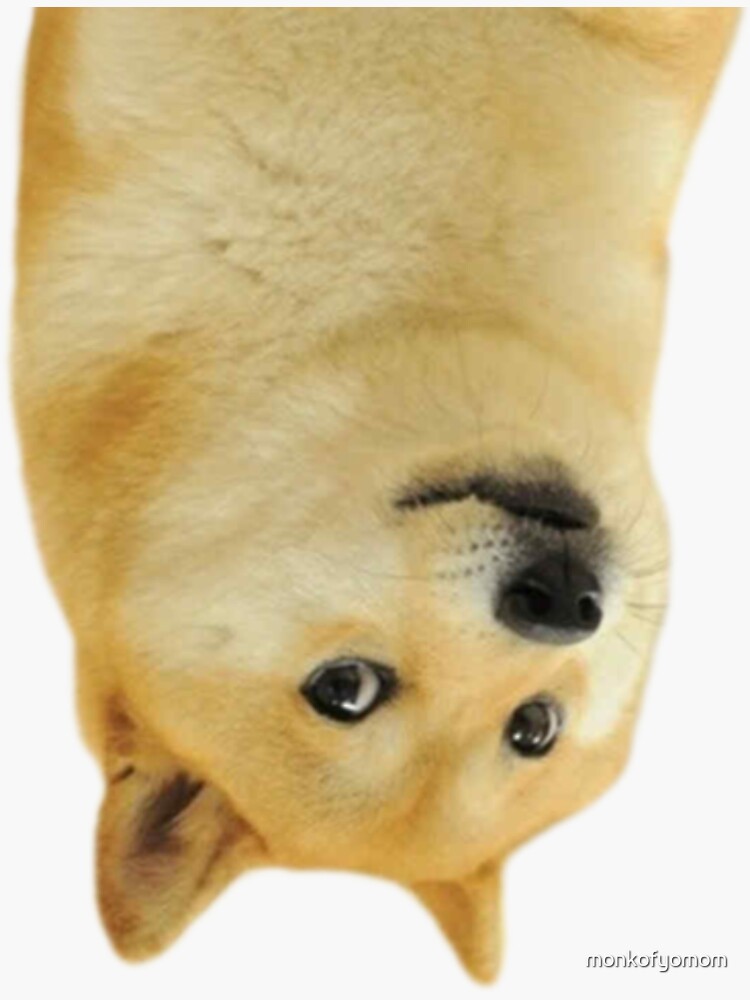 "Upside down Doge" Sticker by monkofyomom | Redbubble
