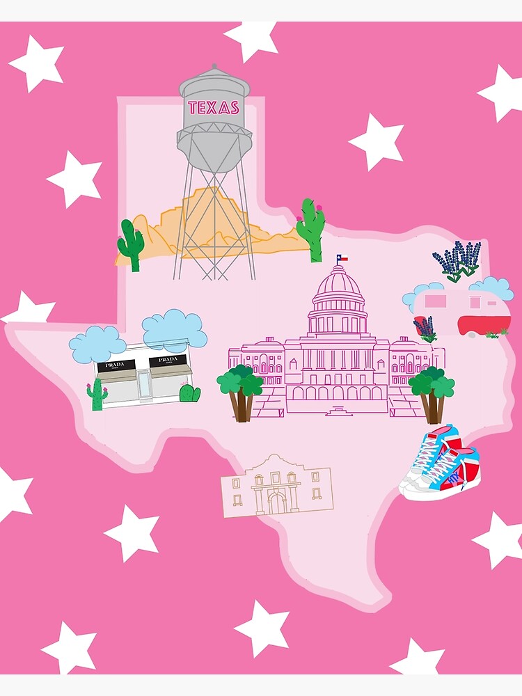 "PINK MAP OF TEXAS" Poster by Tomfoolerytom4d | Redbubble