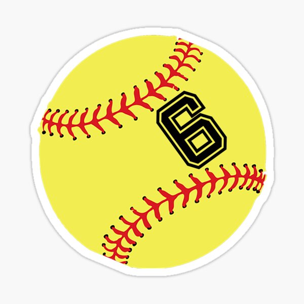 "Softball Player Jersey No 6 Back Number #6 Ball Sport Sticker Gift ...