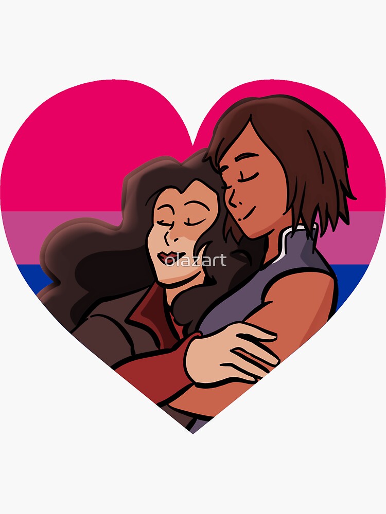 "Korrasami Bi Flag Heart Sticker" Sticker by olazart | Redbubble