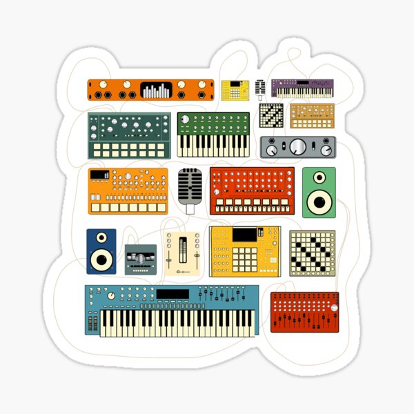 "Electronic Musician with Synthesizer and Drum Machine fan" Sticker by ...