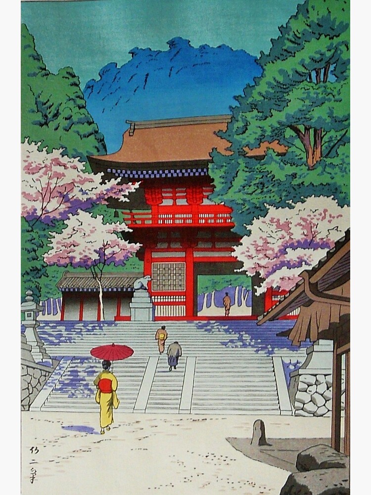 "Spring at Kurama Temple Asano Takeji Shin Hanga " Art Print by RBEnt ...