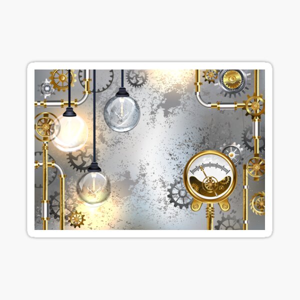 "Industrial Background with Manometer and Electric Lamp" Sticker for ...