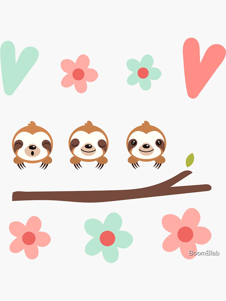 "Cute sloth sticker pack" Sticker for Sale by BoomBlab | Redbubble
