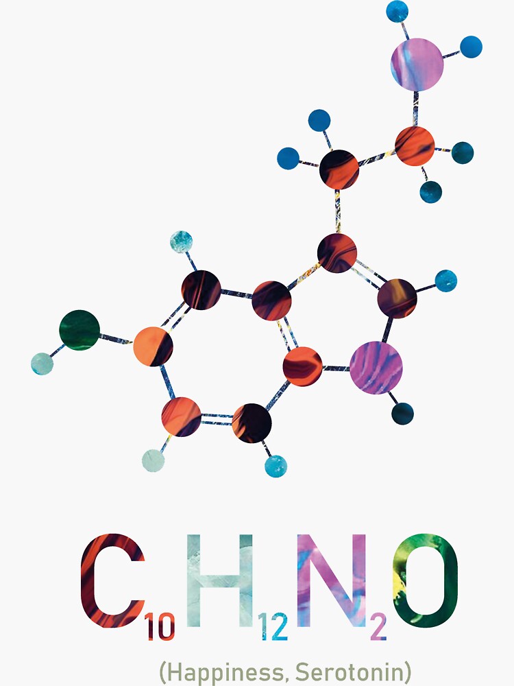 "Happy Molecule Serotonin Chemistry" Sticker by Vermion | Redbubble