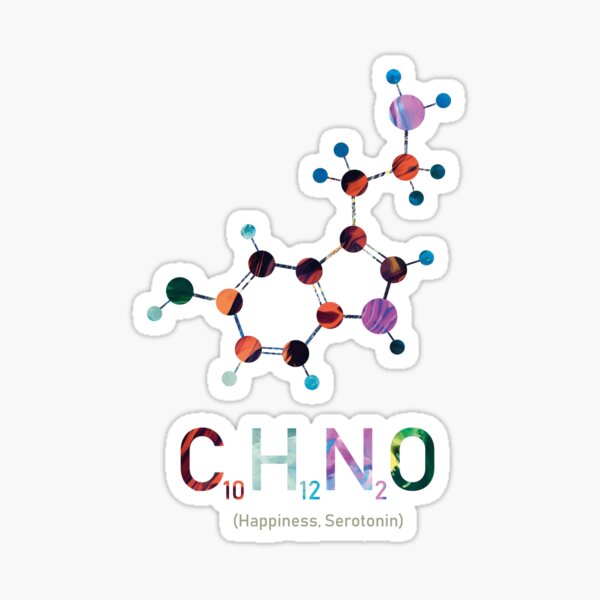 "Happy Molecule Serotonin Chemistry" Sticker by Vermion | Redbubble