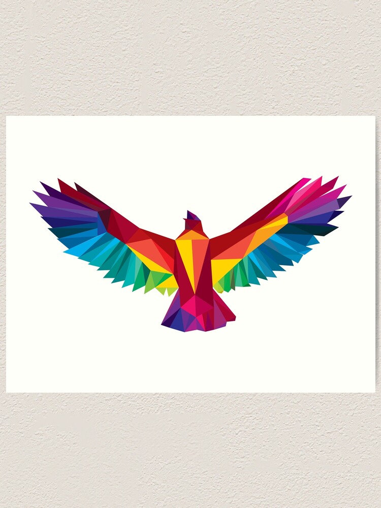 "Geometric Animal Rainbow Hawk" Art Print for Sale by chrismick42 ...
