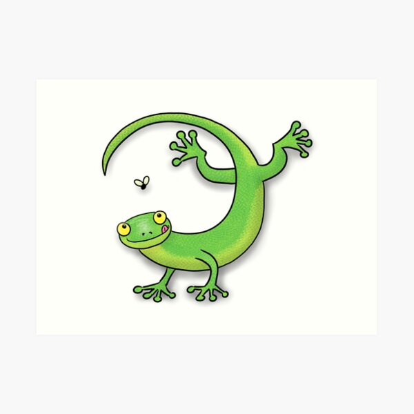 "Cute green gecko cartoon" Art Print for Sale by FrogFactory | Redbubble