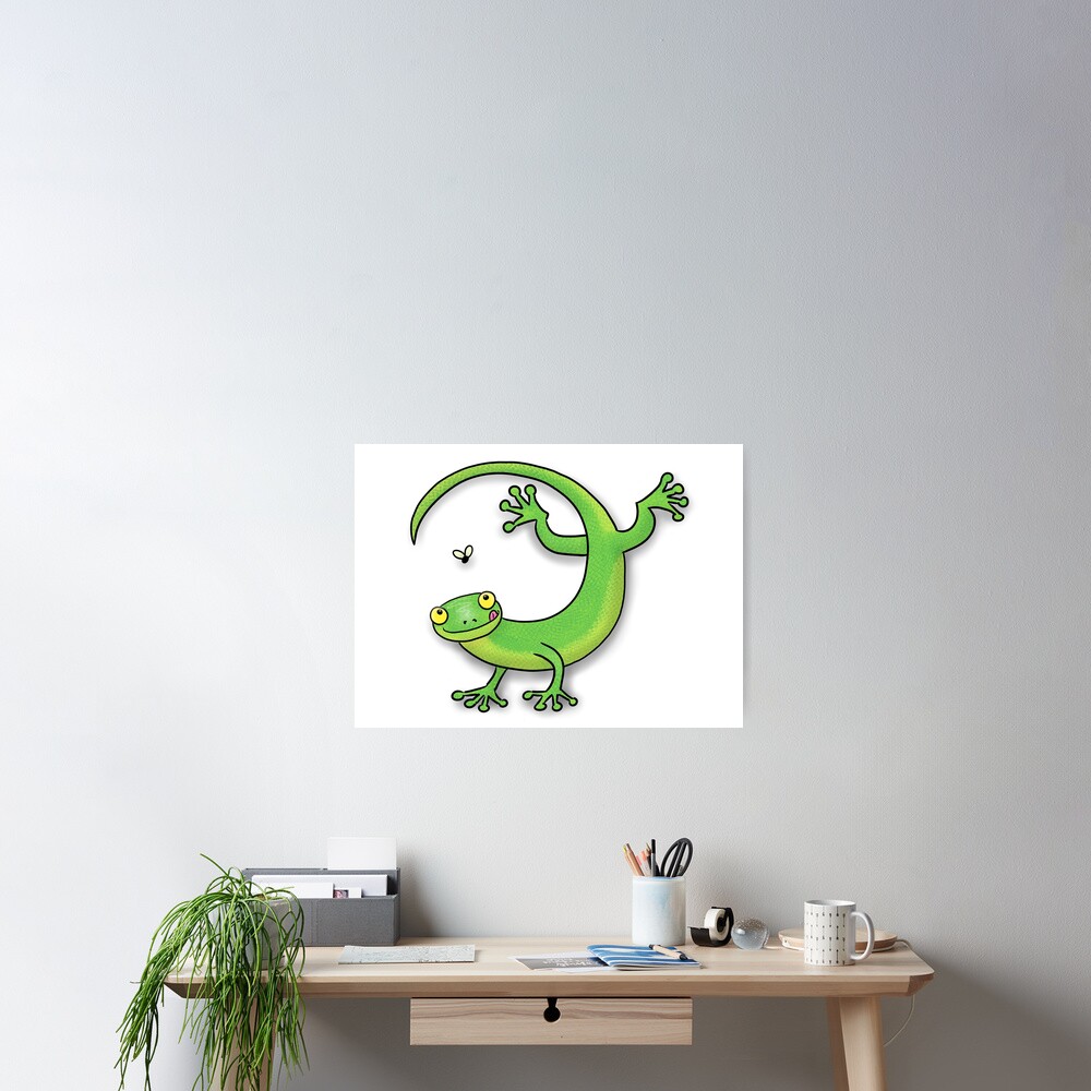 "Cute green gecko cartoon" Poster for Sale by FrogFactory | Redbubble