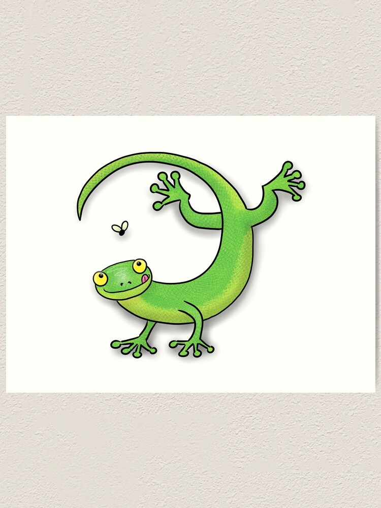 "Cute green gecko cartoon" Art Print for Sale by FrogFactory | Redbubble