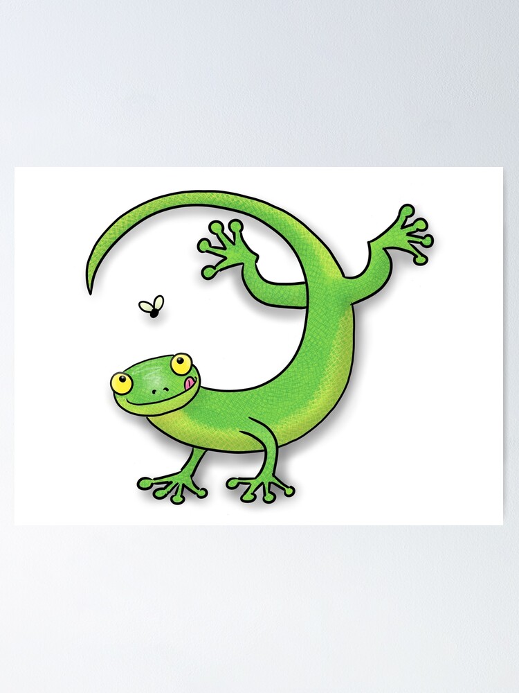 "Cute green gecko cartoon" Poster for Sale by FrogFactory | Redbubble
