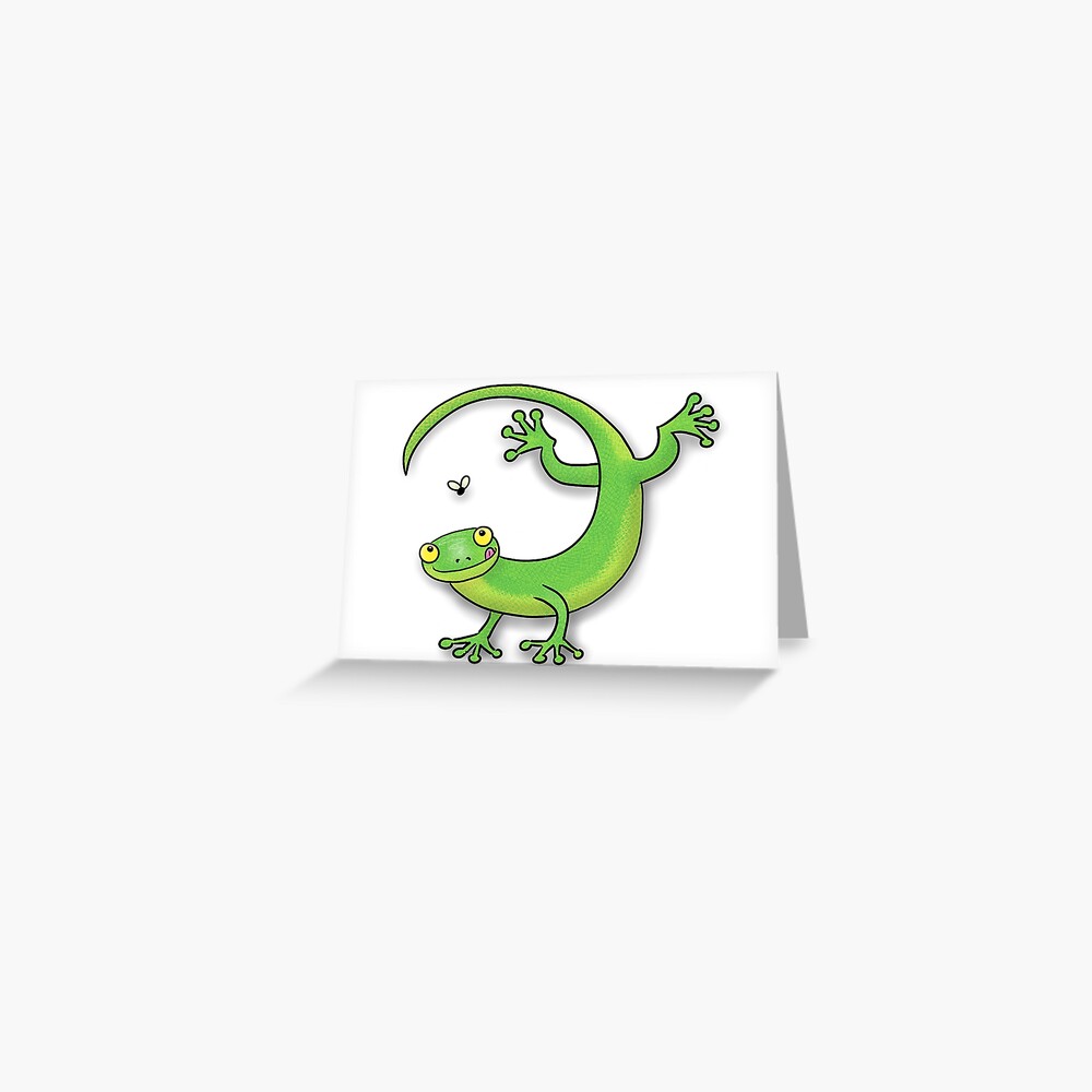 "Cute green gecko cartoon" Greeting Card by FrogFactory | Redbubble