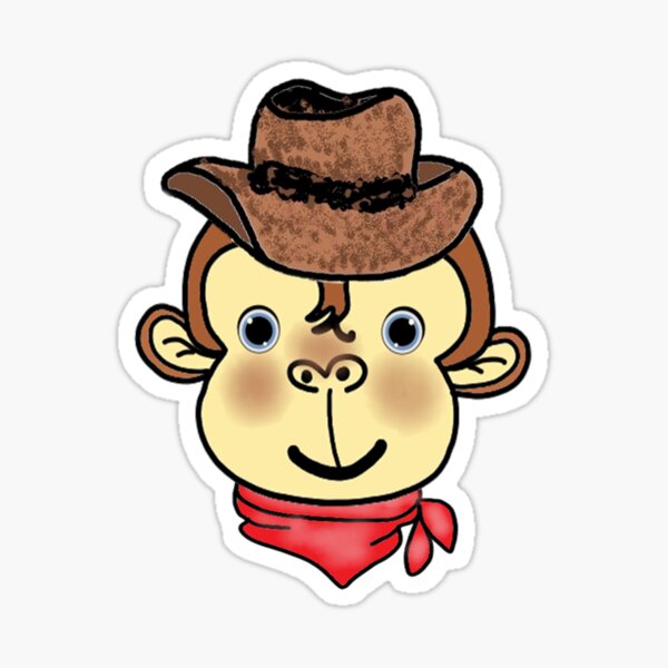 "Monkey cowboy animal art" Sticker for Sale by HappyCuteArt | Redbubble
