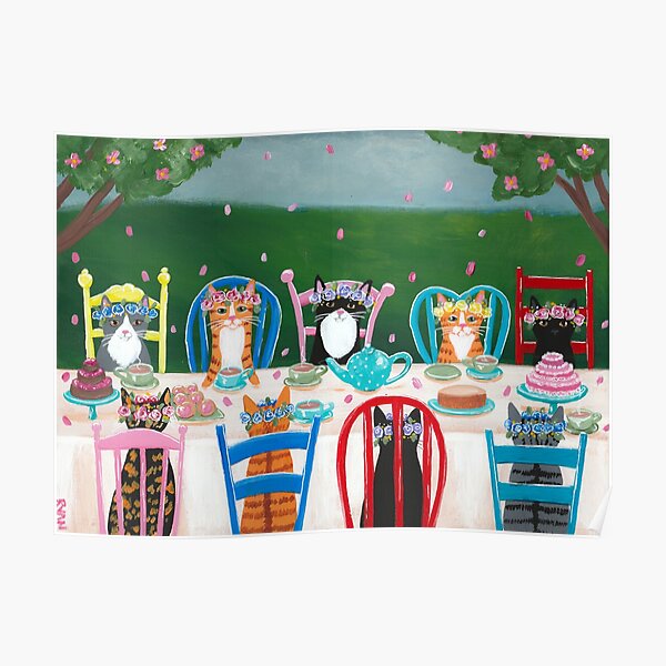"Springtime Cats Tea Party" Poster for Sale by kilkennycat | Redbubble